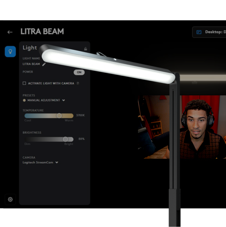 Logitech G - Litra Beam LX Dual-Sided RGB Streaming Key Light ...