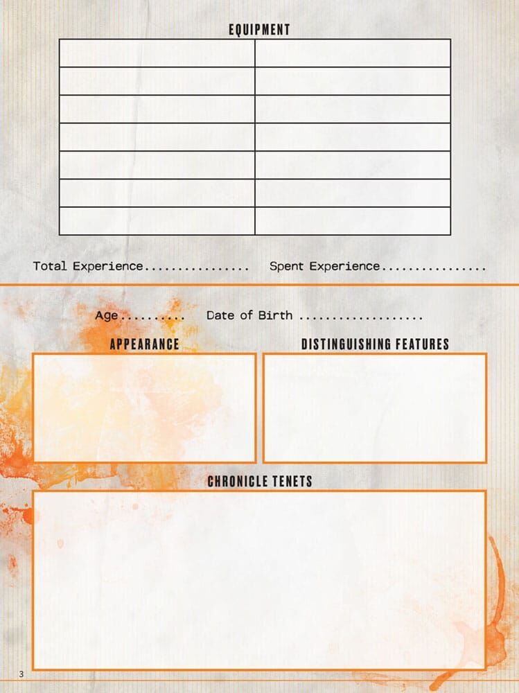 Hunter: The Reckoning 5th Edition RPG Journal Expanded Character Sheet ...